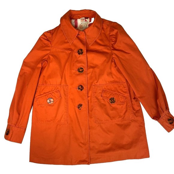 elevenses | Jackets & Coats | Elevenses Orange Button Pleaded Coat Size ...